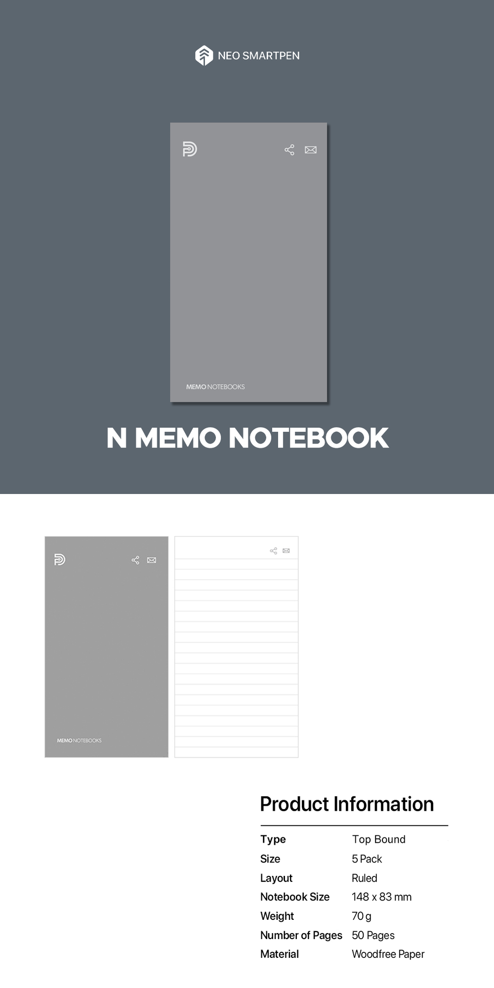 Digital notebook memo notebook (5pcs) for Neo smartpen – Neo Smartpen
