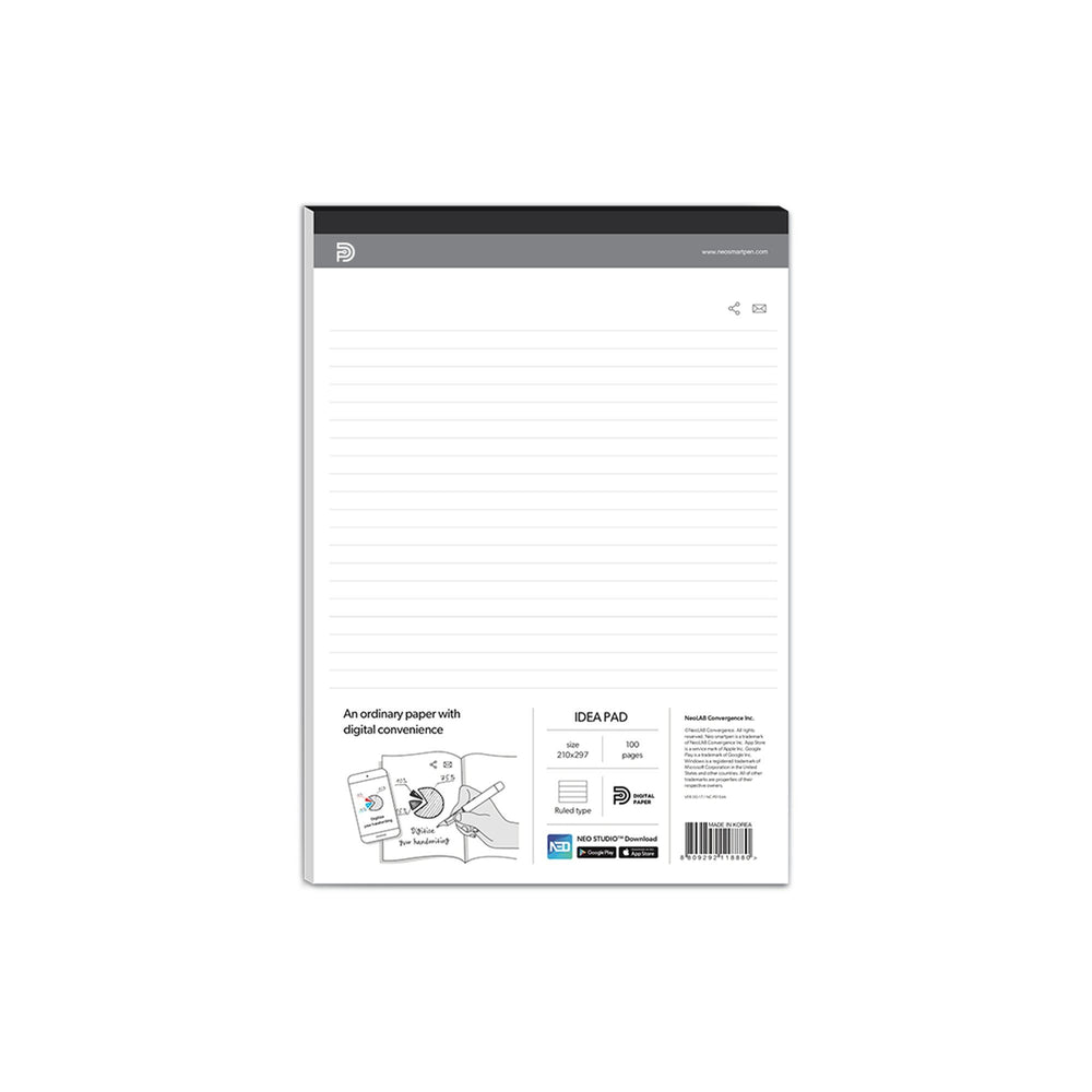 Digital Idea Pads Notebook (5 Pack): Ruled, 8.2' x 11.69' – Neo Smartpen